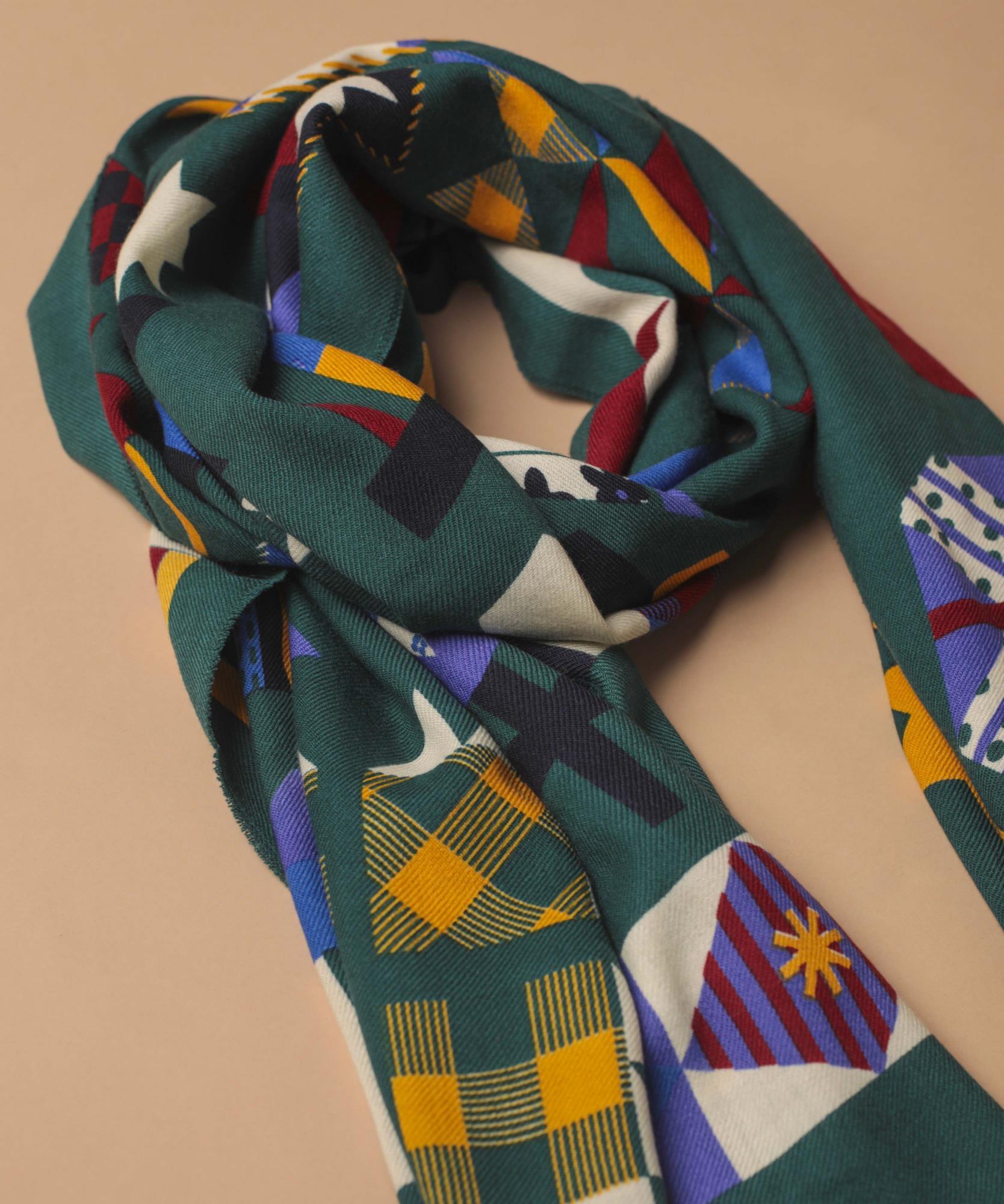 Châle en laine Joyeux Hiver 80 x 200cm Canard Fragonard - 120,00