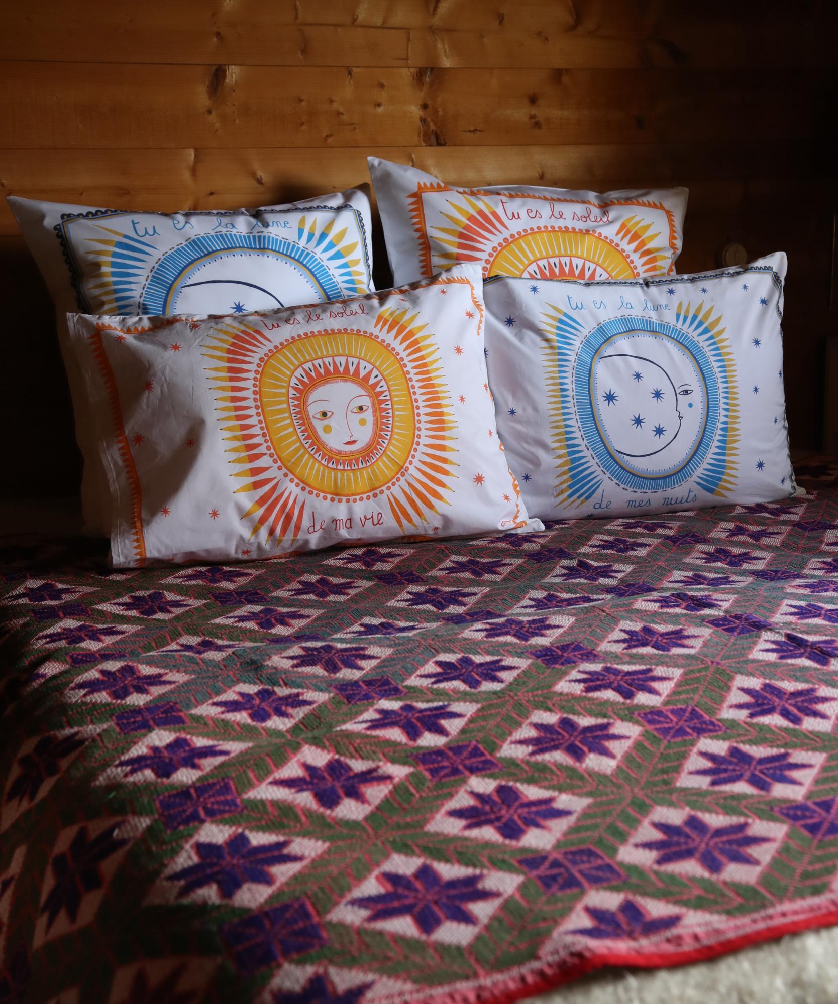 Set of 2 Soleil de Minuit pillowcases 50 x 70cm Rectangle Fragonard ...